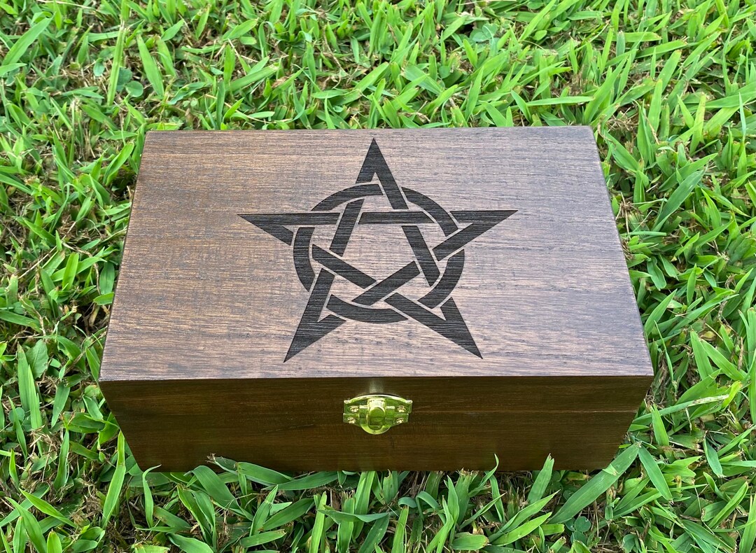Pentacle Wood Box/pentacle Stash Box/keepsake Box/tarot Card Wood Box ...
