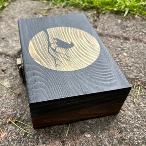 Crow Stash Box/crow Tarot Card Crystal Box/crow Keepsake Box/crow Wood ...