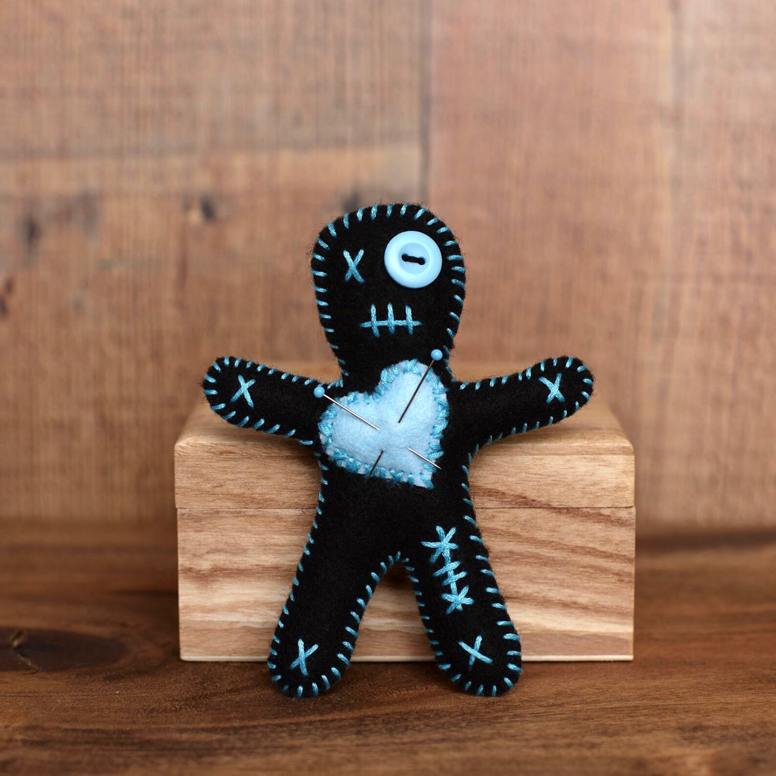Voodoo Doll/voodoo Patch Doll/black and Light Blue - Etsy
