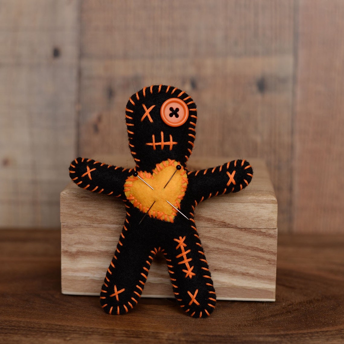 Voodoo doll/Voodoo patch doll/Black and orange | Etsy