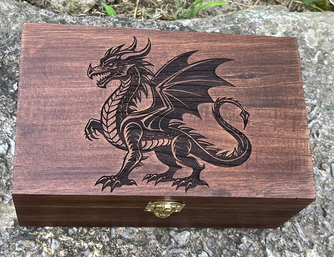 Dragon Wood Box/dragon Stash Box/keepsake Box/tarot Card Wood Box - Etsy