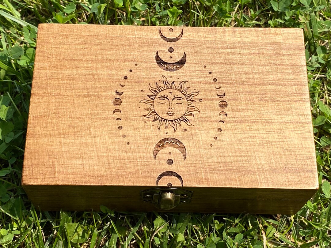 Sun and Moon Wood Box/sun and Moon Stash Box/keepsake Box/tarot Card ...