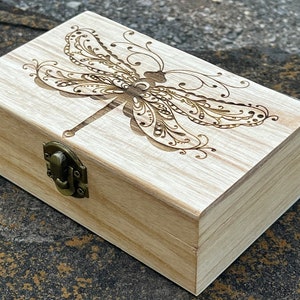 Dragonfly Moon Wood Box/dragonfly Moon Stash Box/keepsake Box/tarot ...