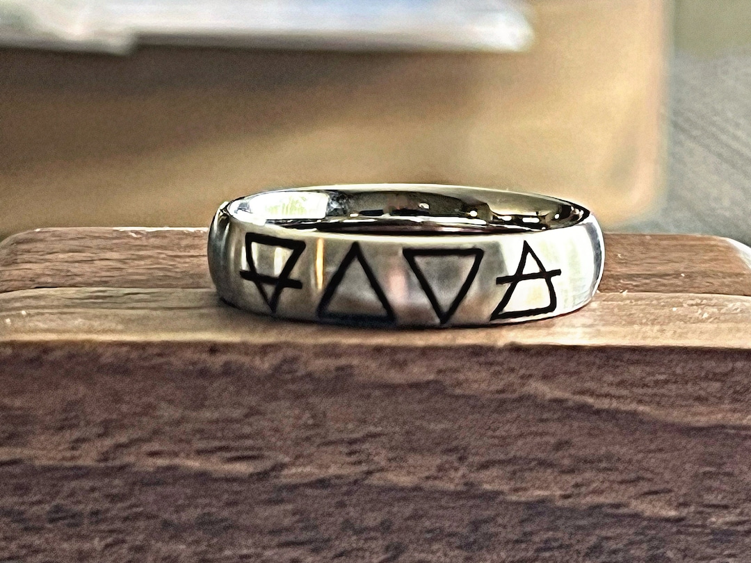 Engraved 4 Elements Stainless Steel Ring/ Four Elements Ring/ Ring - Etsy