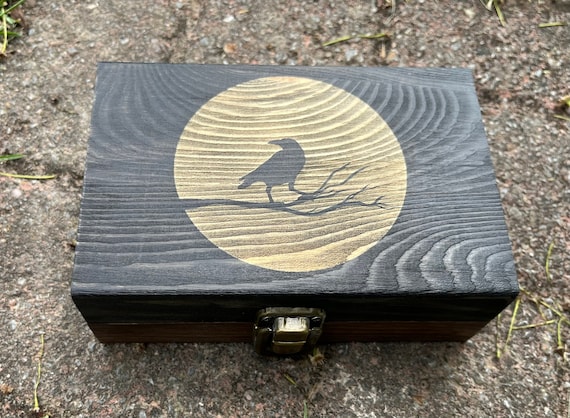 Crow Stash Box/crow Tarot Card Crystal Box/crow Keepsake | Etsy