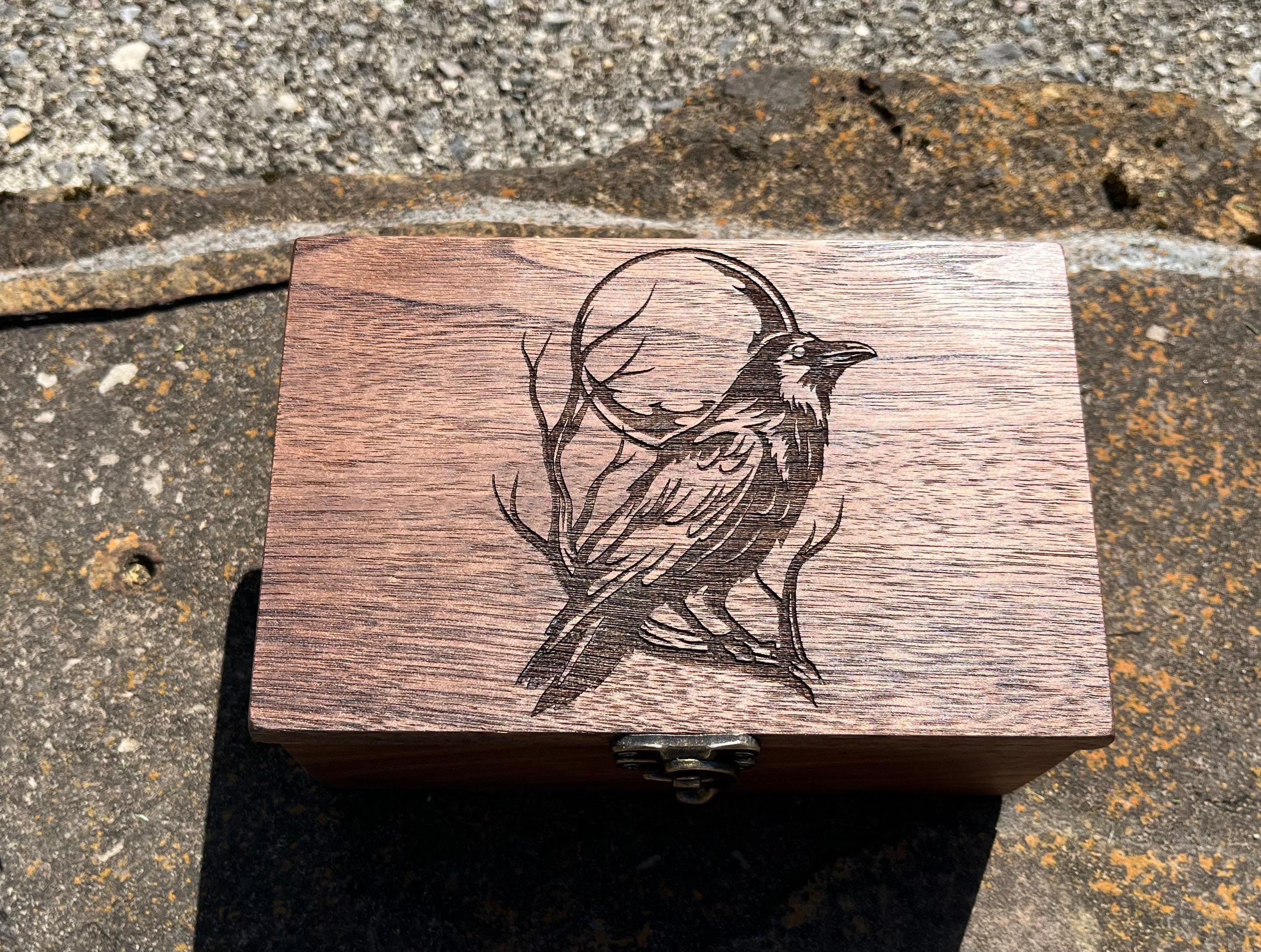 Raven Wood Box/raven Stash Box/keepsake Box/tarot Card Wood | Etsy