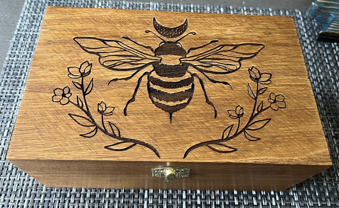 Mystical Bee Wood Box/mystical Bee Stash Box/keepsake Box/tarot Card ...