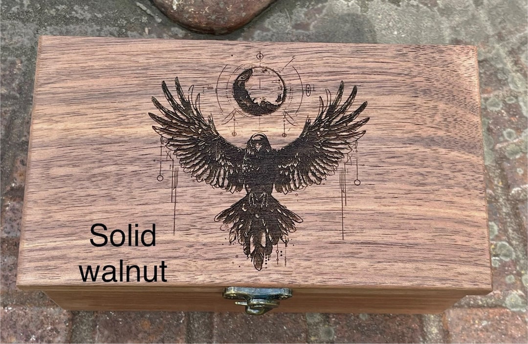 Norse Rave Wood Box/norse Raven Stash Box/keepsake Box/tarot Card Wood ...