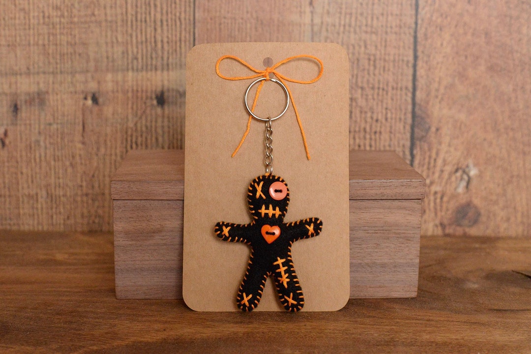 Voodoo Doll Keychain / Black and Orange - Etsy