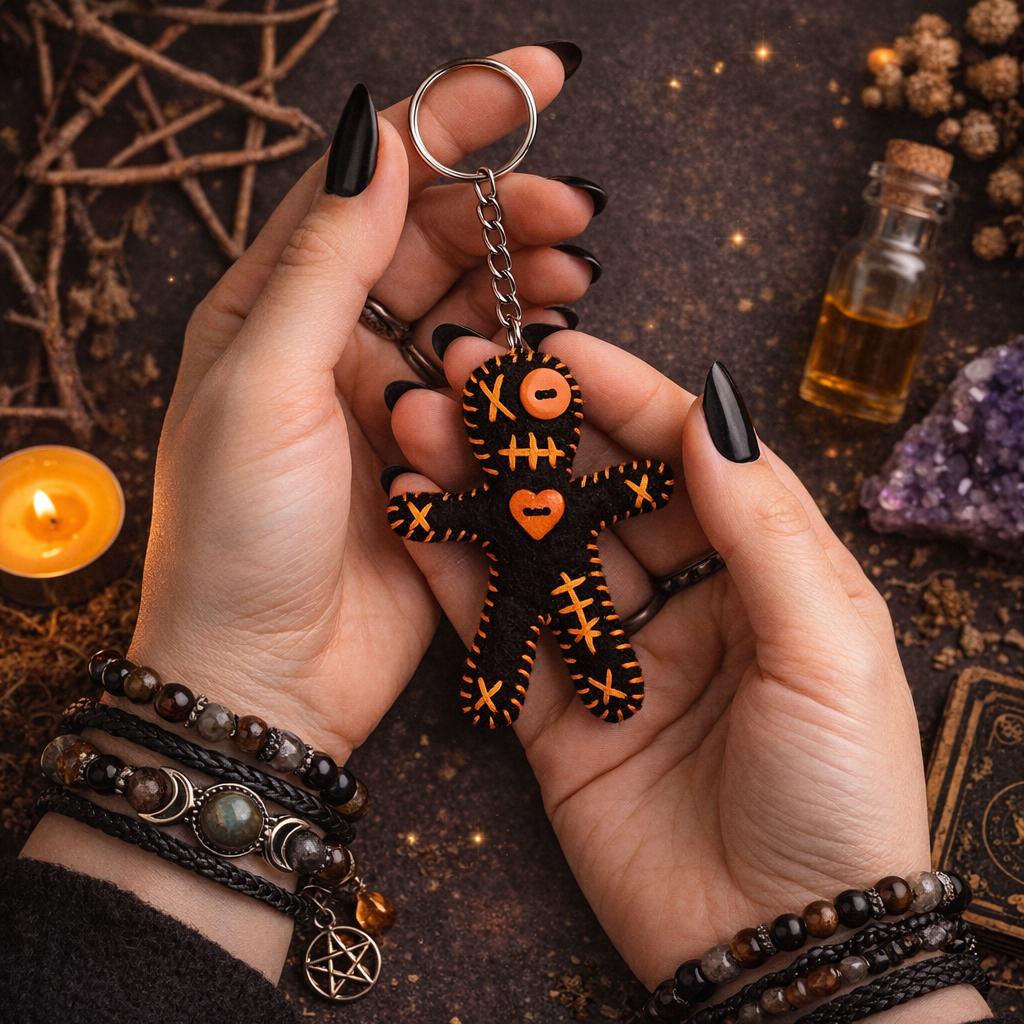 Voodoo Doll Keychain / Black and Orange - Etsy