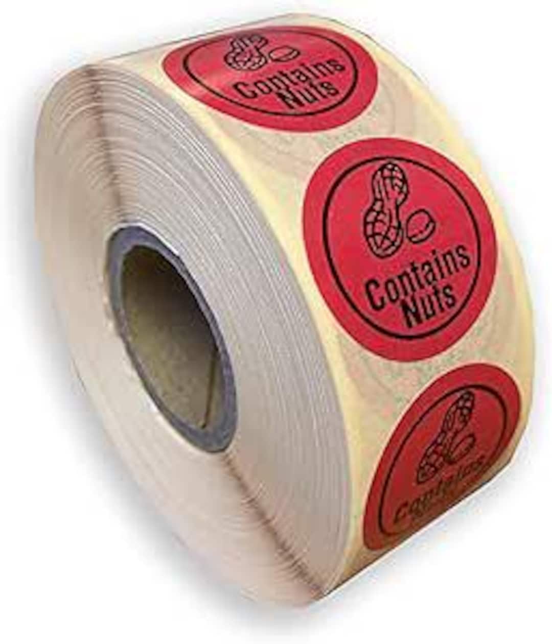 1 Roll of 25mm Contains Nuts Food Label Circle Dietary Label Dairy Free ...