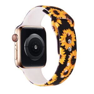 Apple Watch Sunflower Floral Flower Pattern Print Silicone Band Gift ...