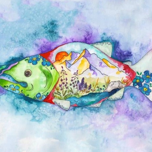 Salmon Watercolor Fish Art Print Alaskan Art Salmon - Etsy