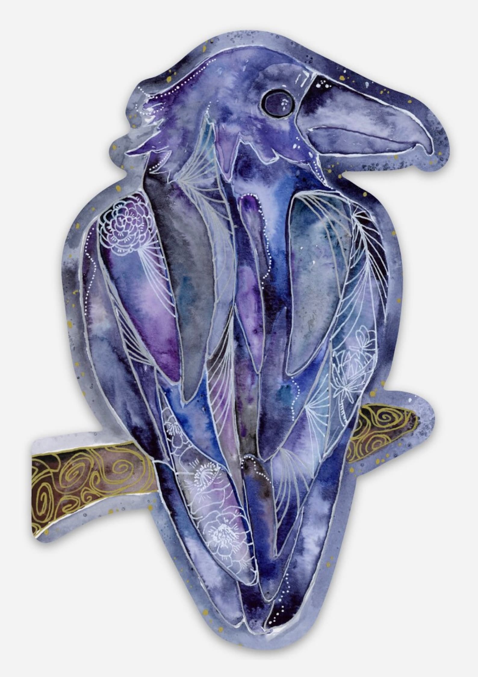 Large Watercolor Raven Vinyl Sticker - Etsy