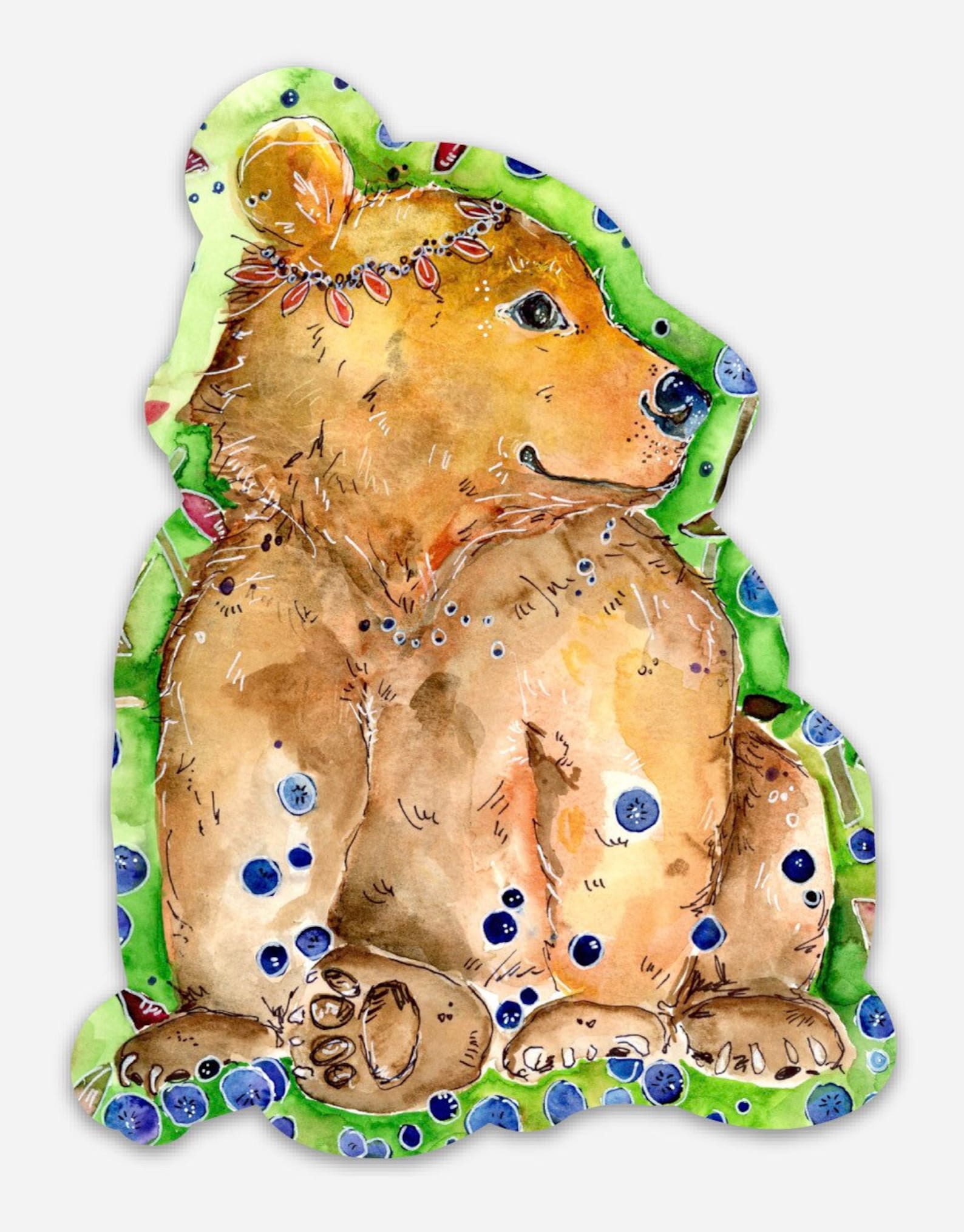 Blueberry Bear Vinyl Sticker - Etsy