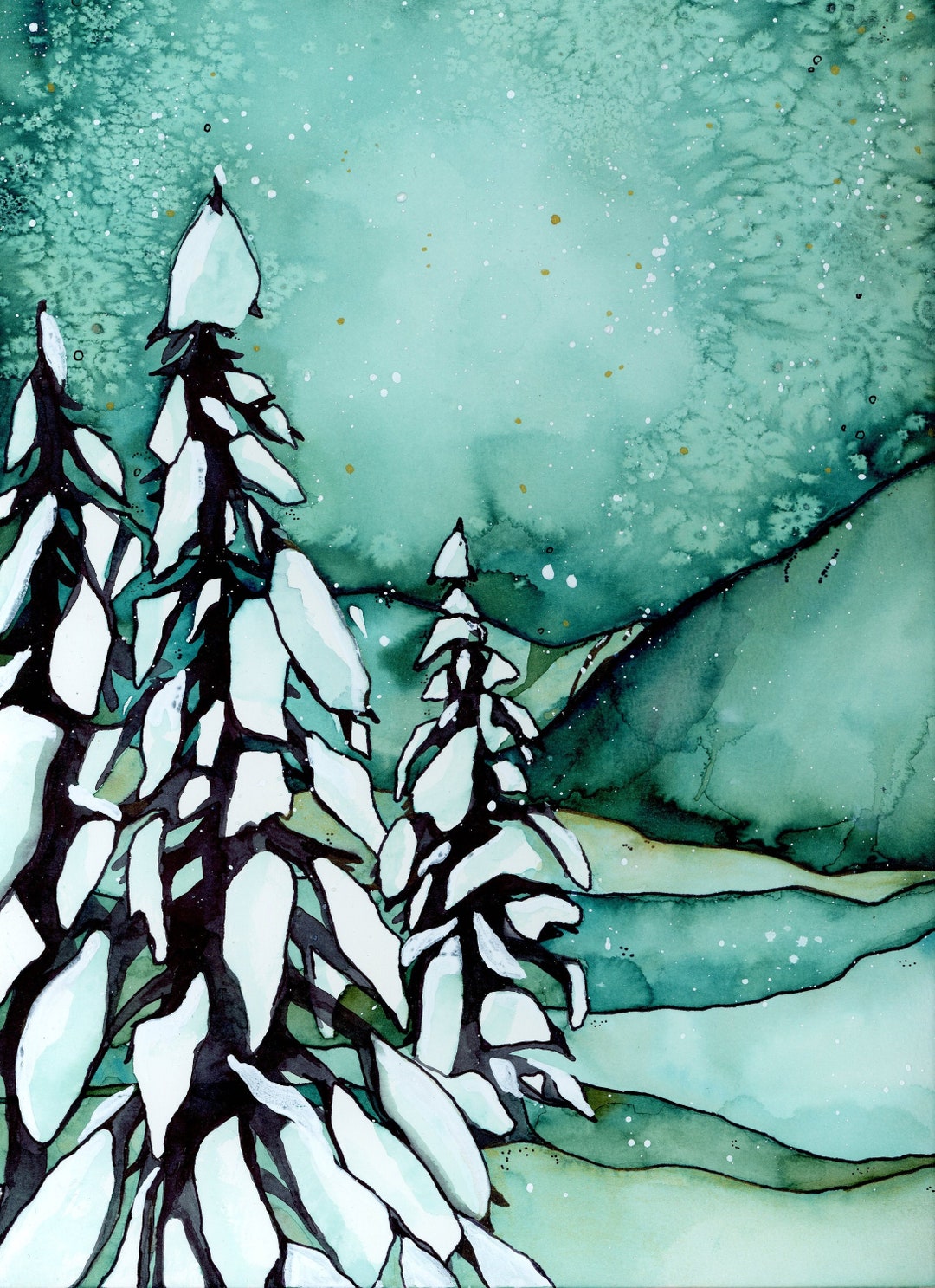 Winter Wonderland Watercolor - Etsy