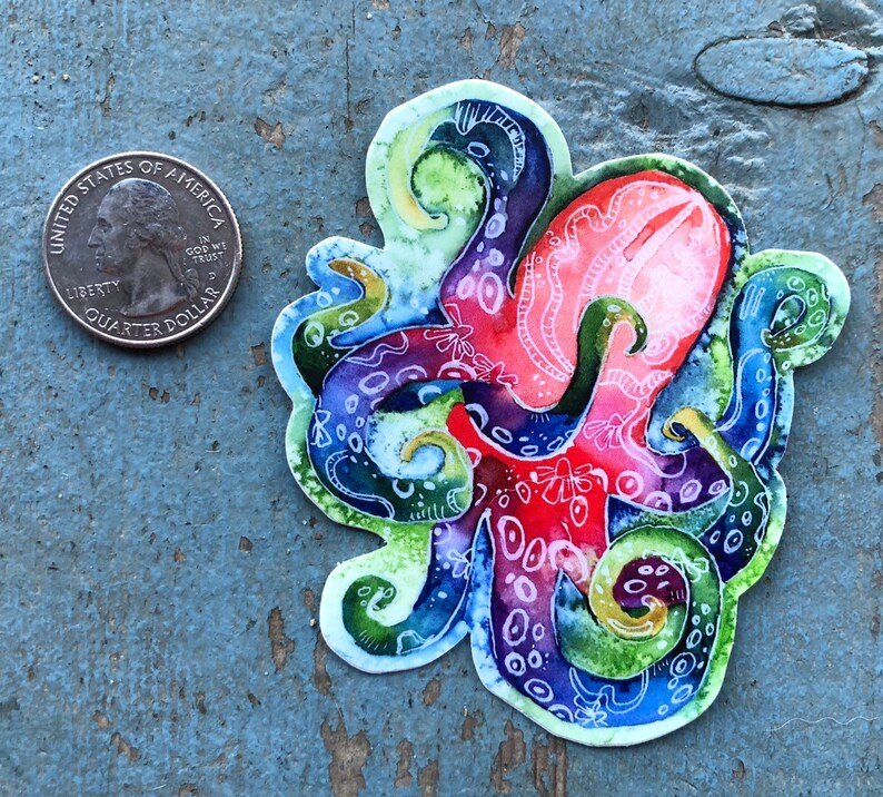 Rainbow Octopus Vinyl Sticker - Etsy