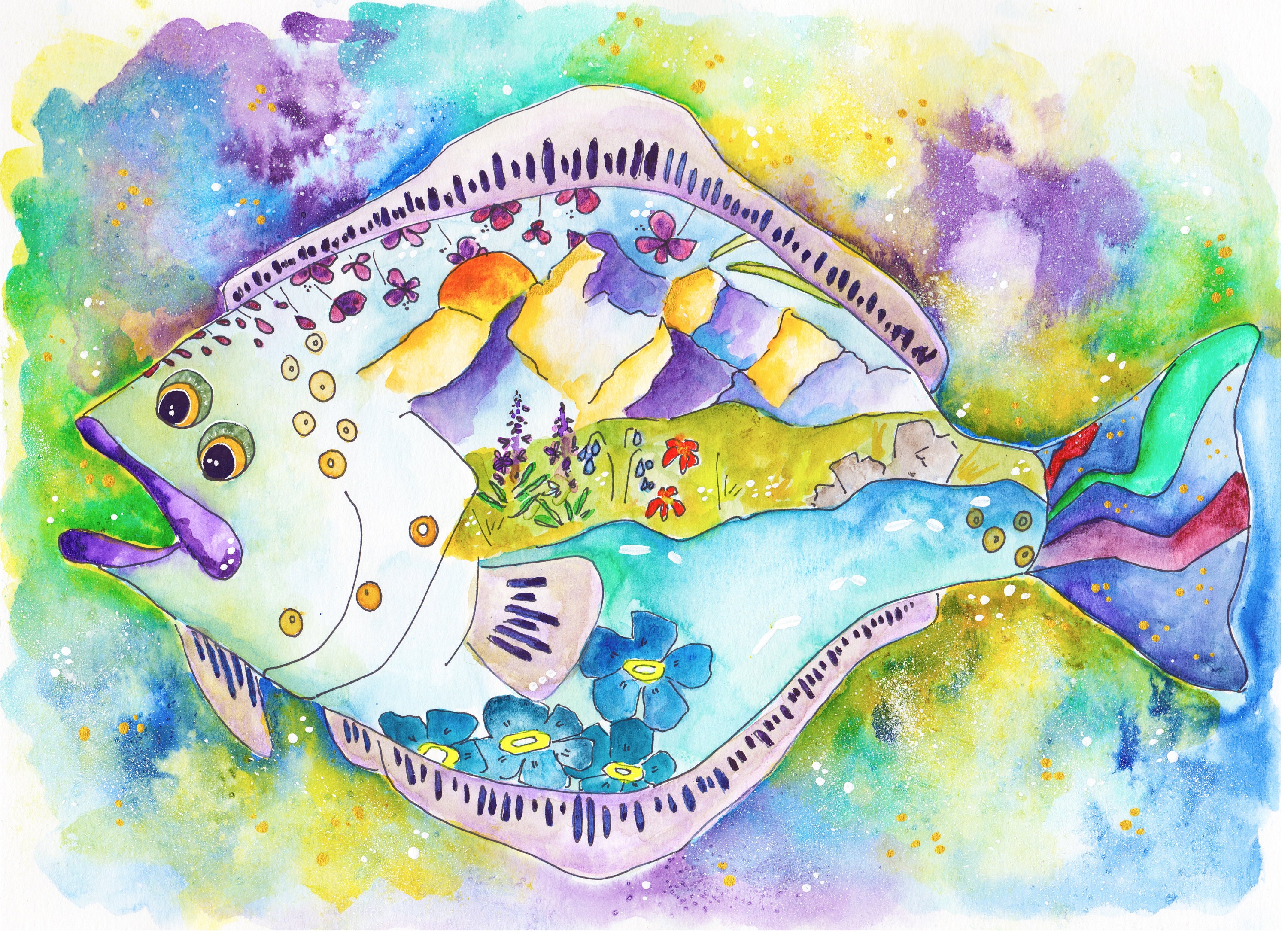 Alaskan Halibut Watercolor - Etsy