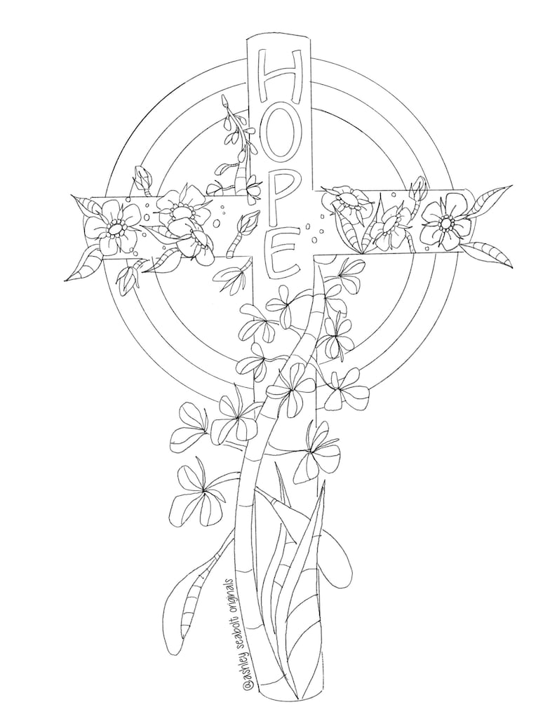 Easter Cross Coloring Page - Etsy Australia