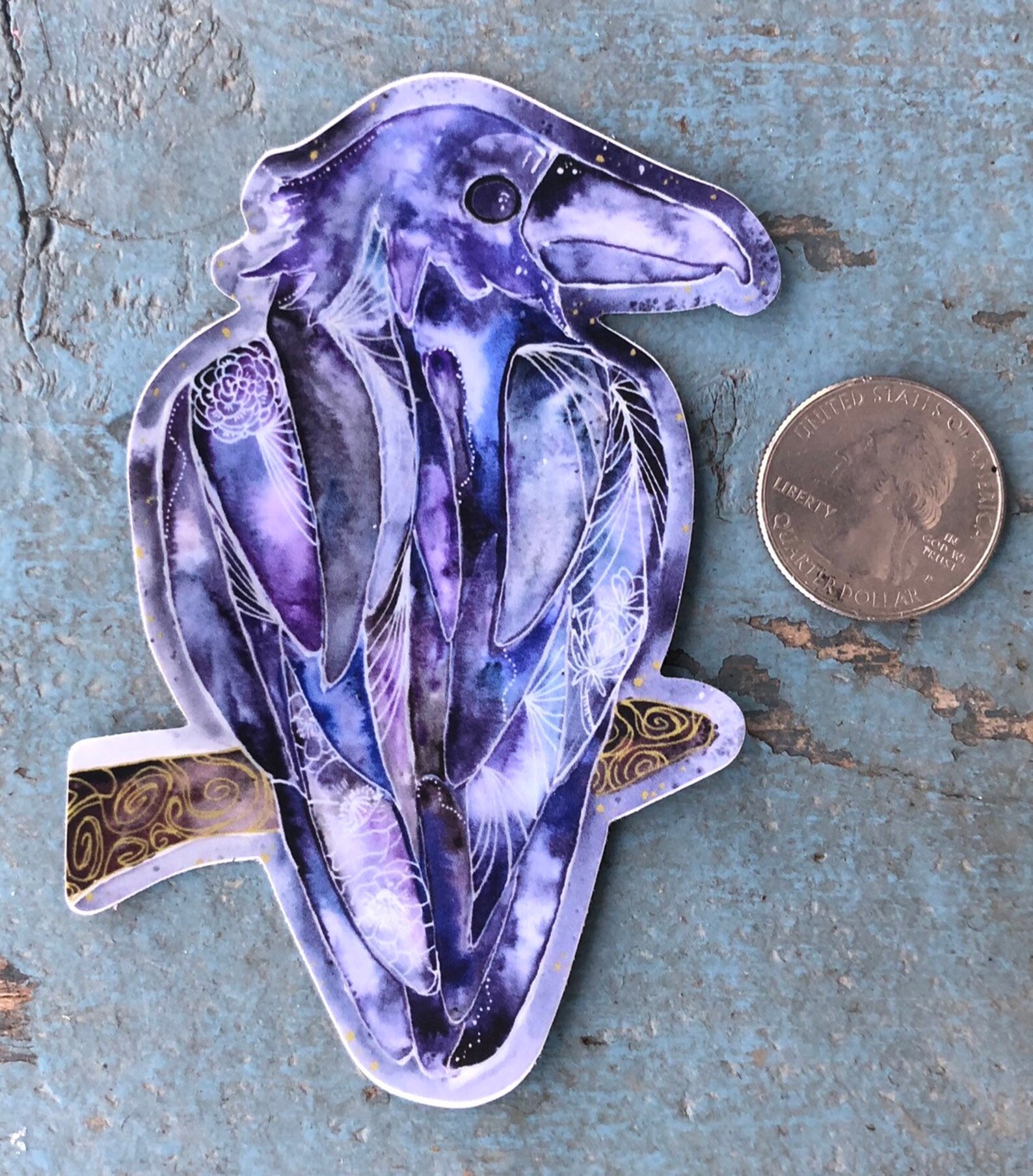 Large Watercolor Raven Vinyl Sticker - Etsy