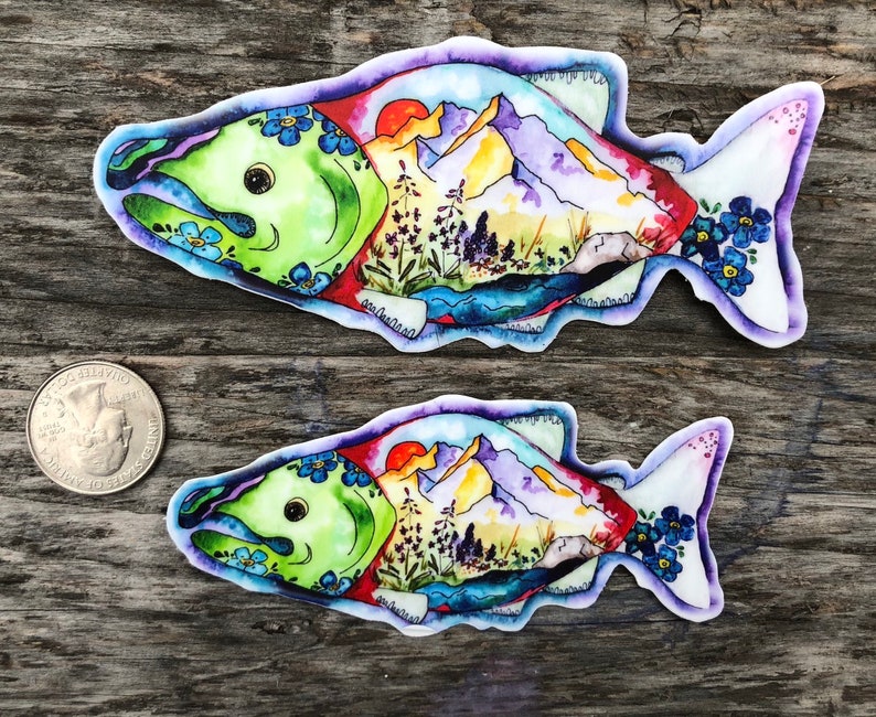 Alaska Salmon Vinyl Sticker - Etsy