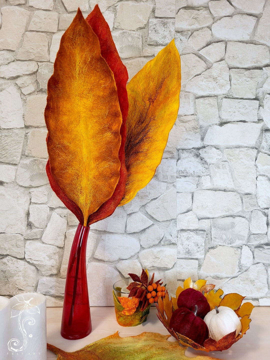 Decorative Leaves Set of 3 Felted Autumn Leaves Table - Etsy