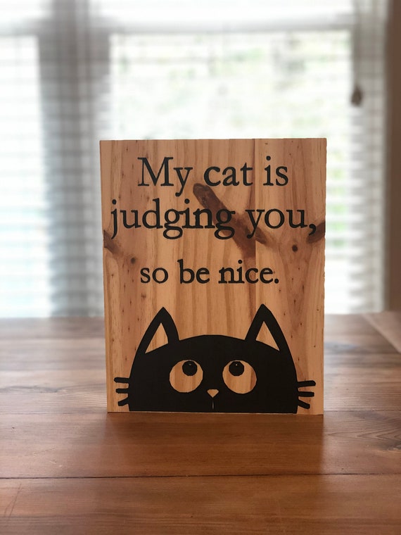 My Cat is Judging You Funny Sign Wood Sign Pet Sign Be | Etsy