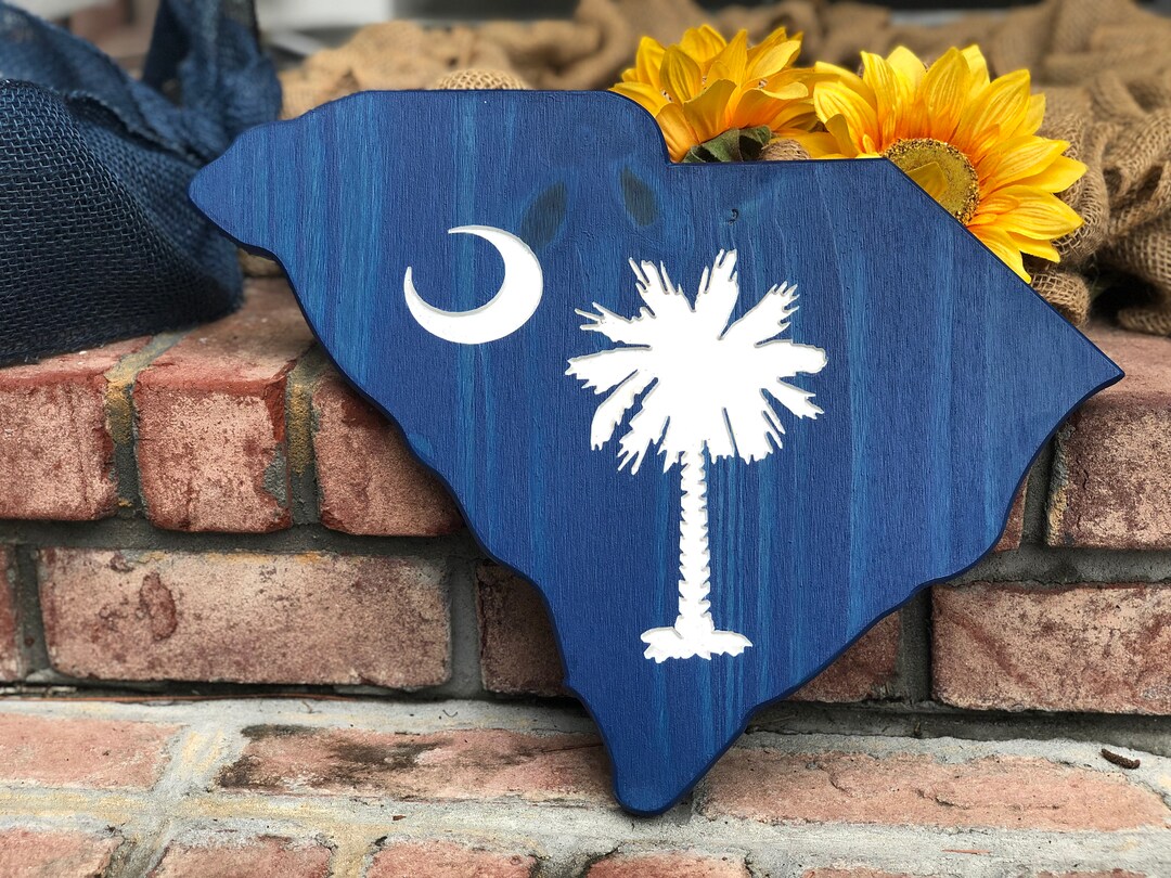 South Carolina SC State Flag ,wood Sign, Wall Hanging With Palmetto ...