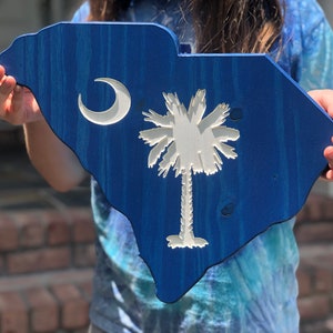 South Carolina SC State Flag ,wood Sign, Wall Hanging With Palmetto ...
