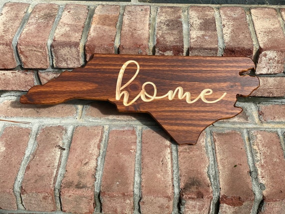 NC North Carolina Wooden Home Sign Housewarming Gift Real | Etsy