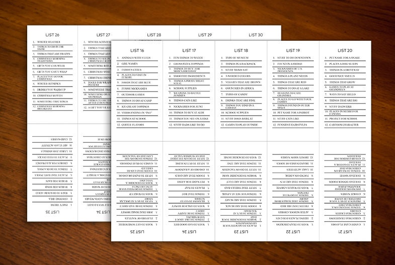 Scattergories Game Topics - Editable PDF - Etsy