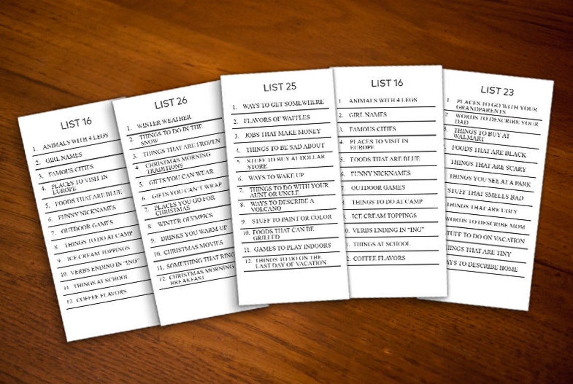 Scattergories Game Topics - Editable PDF - Etsy