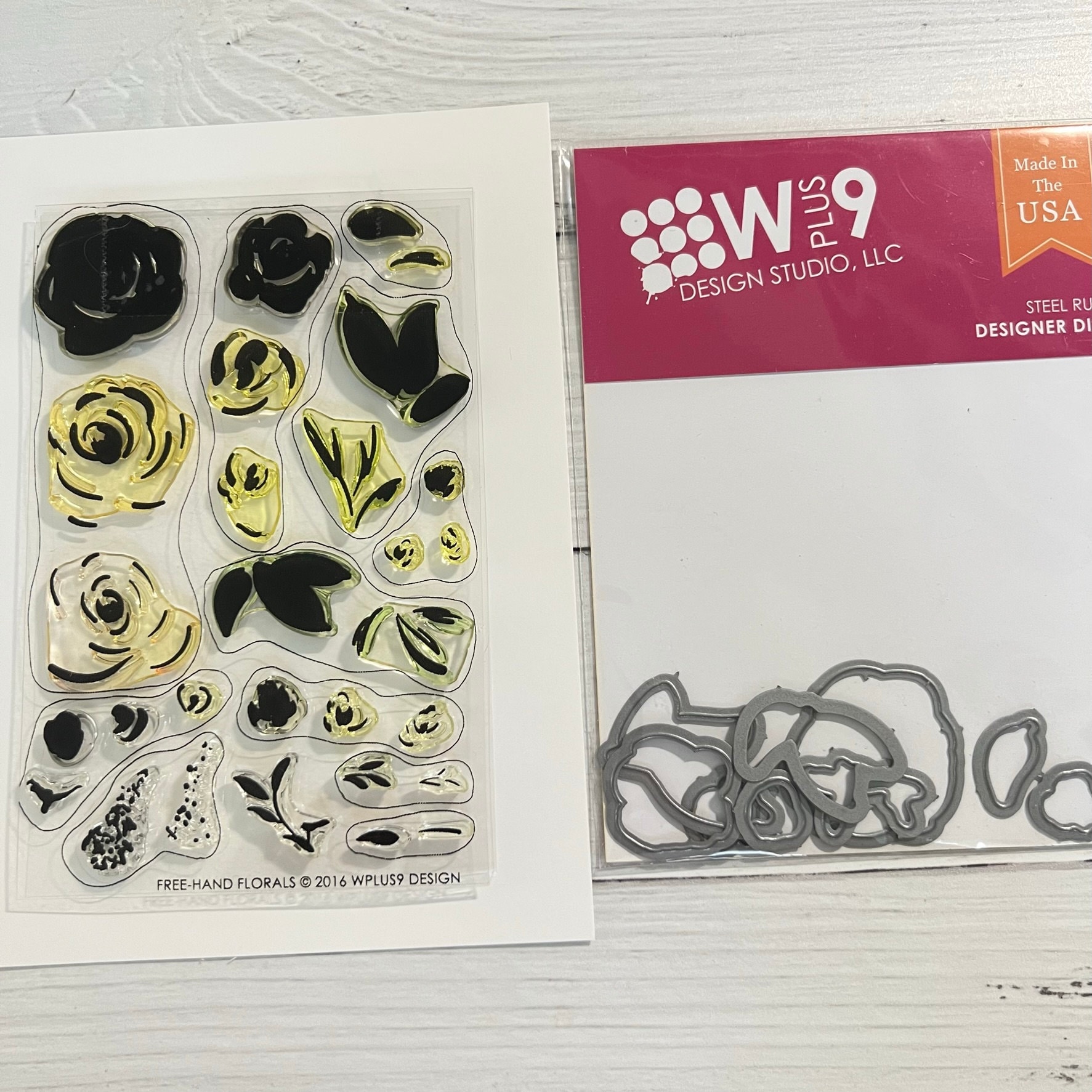 Wplus 9 Design - Free Hand Florals Stamps and Dies - Etsy