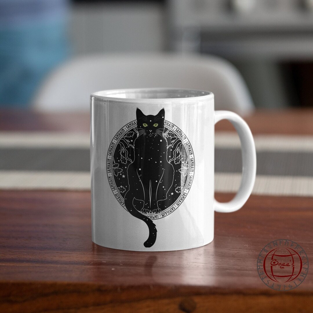 Samhain Mug, the Cat-sith, Black Cat Mug, Celtic Mythology, Pagan Witch ...