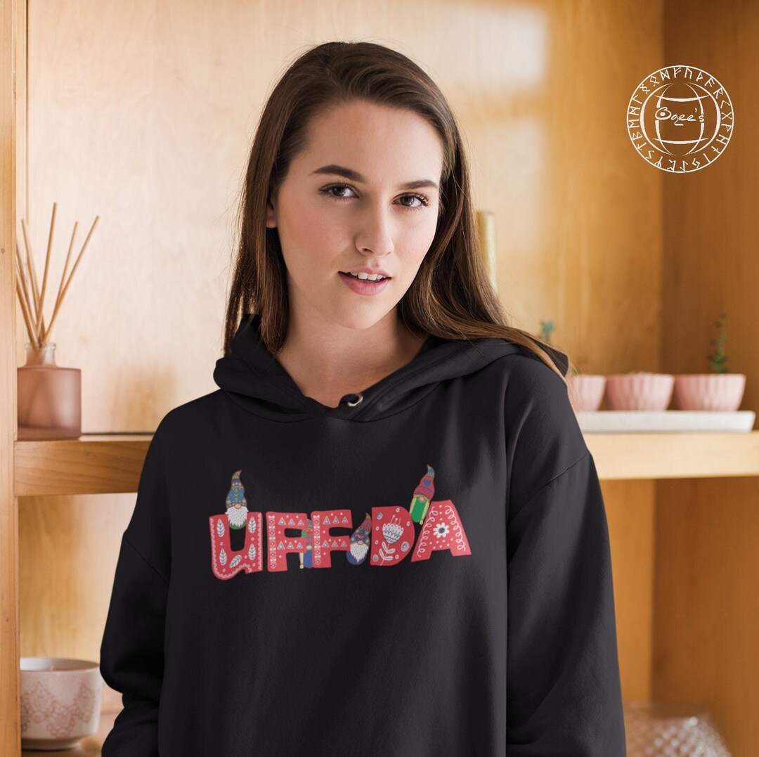 Uff Da Hoodies Sweatshirt, Norwegian Saying, Tomte Elf Gnome, Nordic ...
