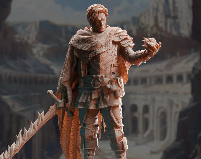 Male Human Paladin // Male Spellsword // Flame Blade // Dnd Mini - Etsy