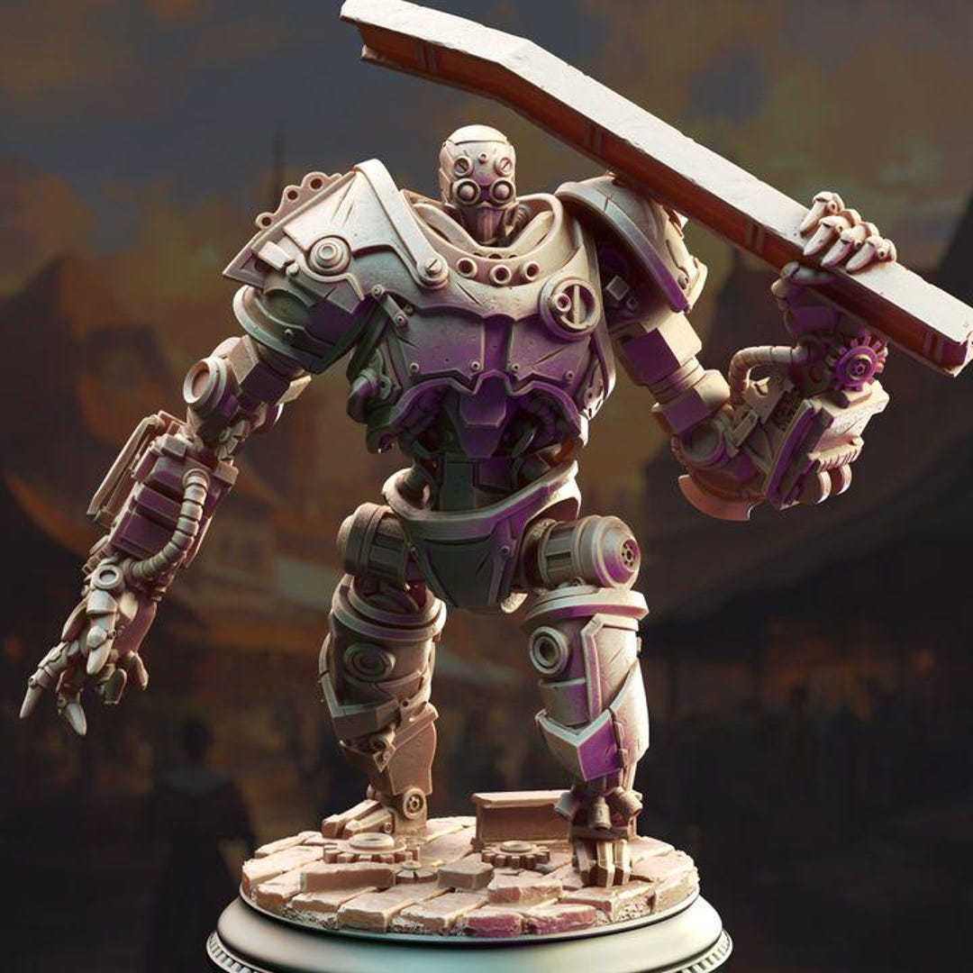 Dnd Construct Golem Mini - Warforged Barbarian - Clockwork Warrior ...