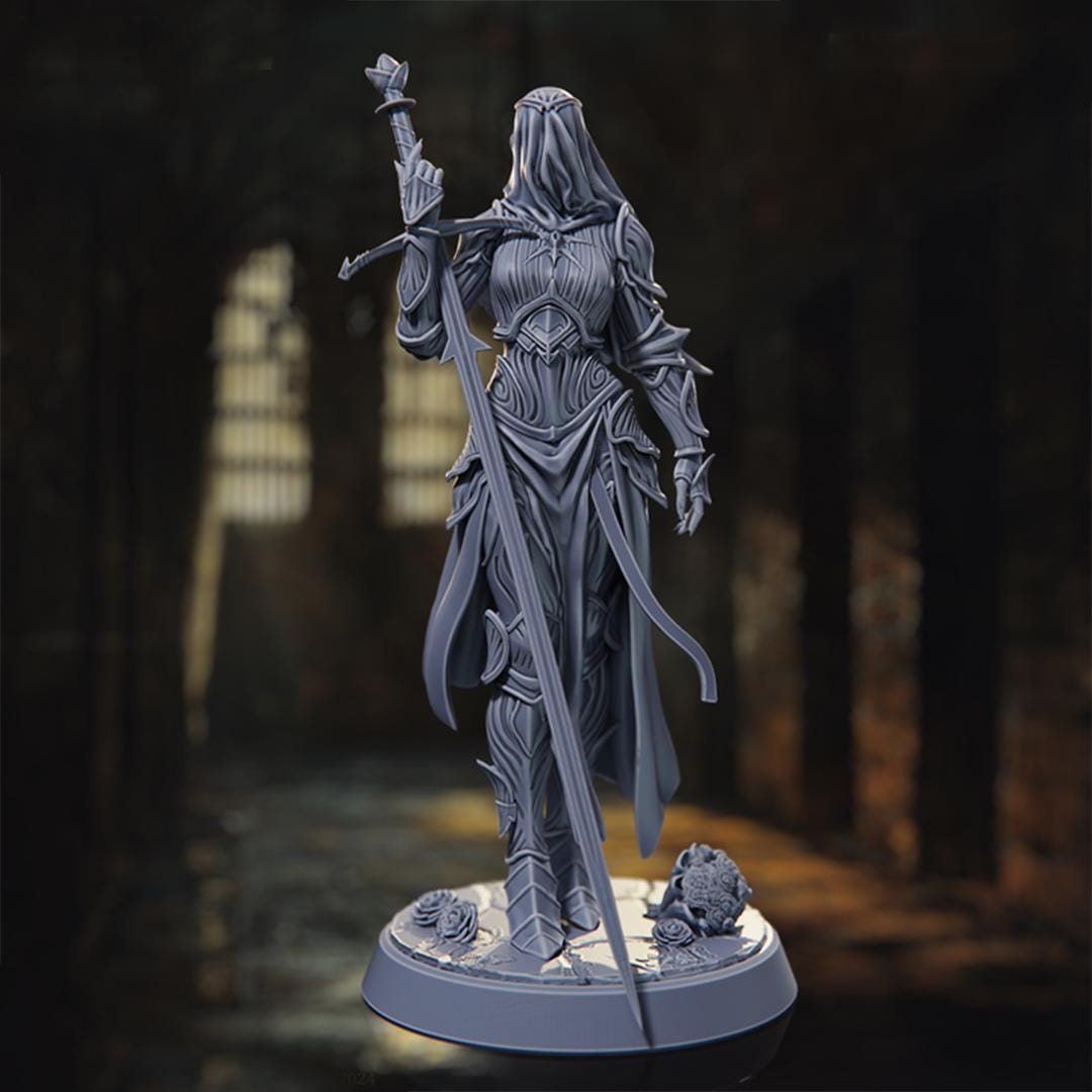 Faceless Maiden Paladin Knight Miniature, Holy Warrior Champion, Divine ...