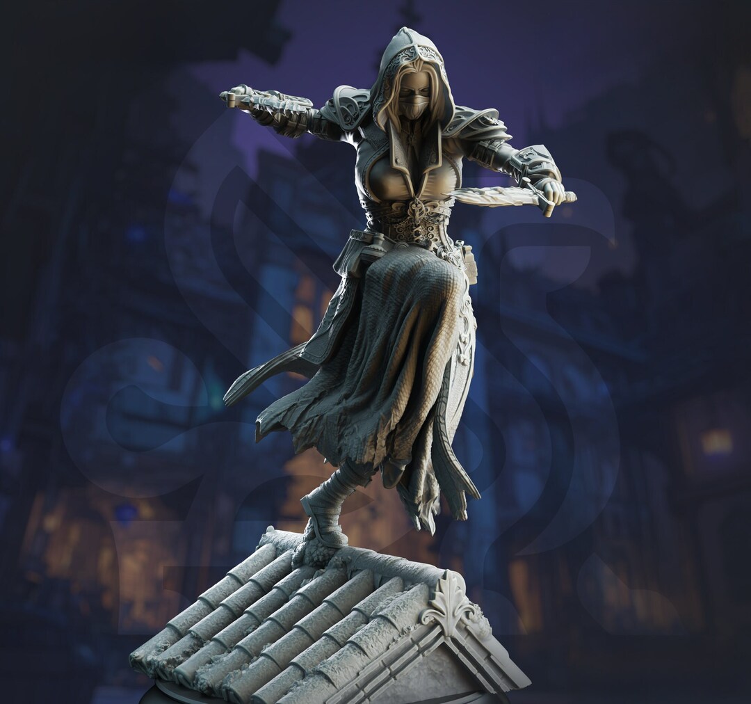 Arcane Assassin // Rooftop Thief // Dual Wielding Rogue // Dnd Mini - Etsy