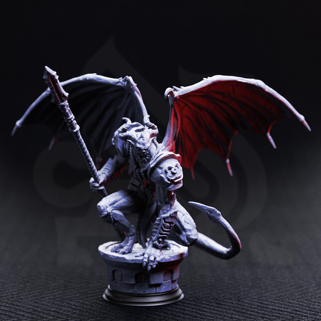 Dnd Tower Gargoyle Mini - D&D Animated Statue 32mm - Castle Wall Guard ...