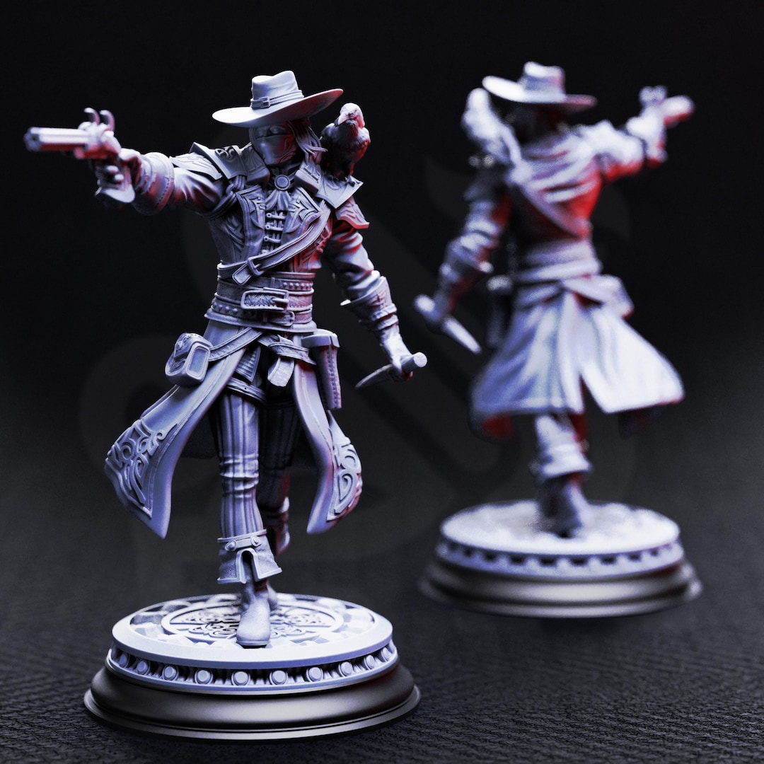Dnd Masked Gunslinger Mini - D&D Vampire Slayer 32mm - Monster Hunter ...
