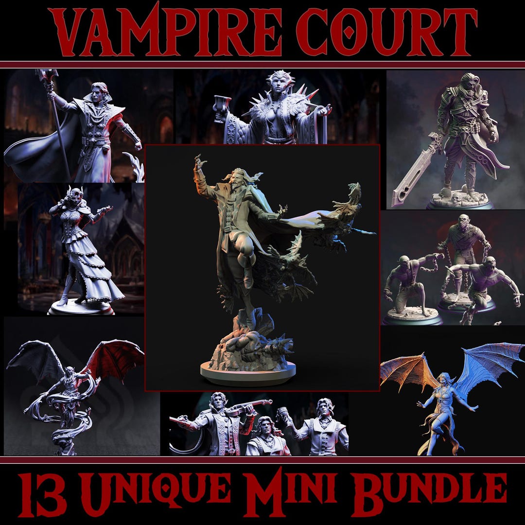 Vampire Court D&D Mini Bundle: 32mm Dnd Minis for Vampire Encounter ...