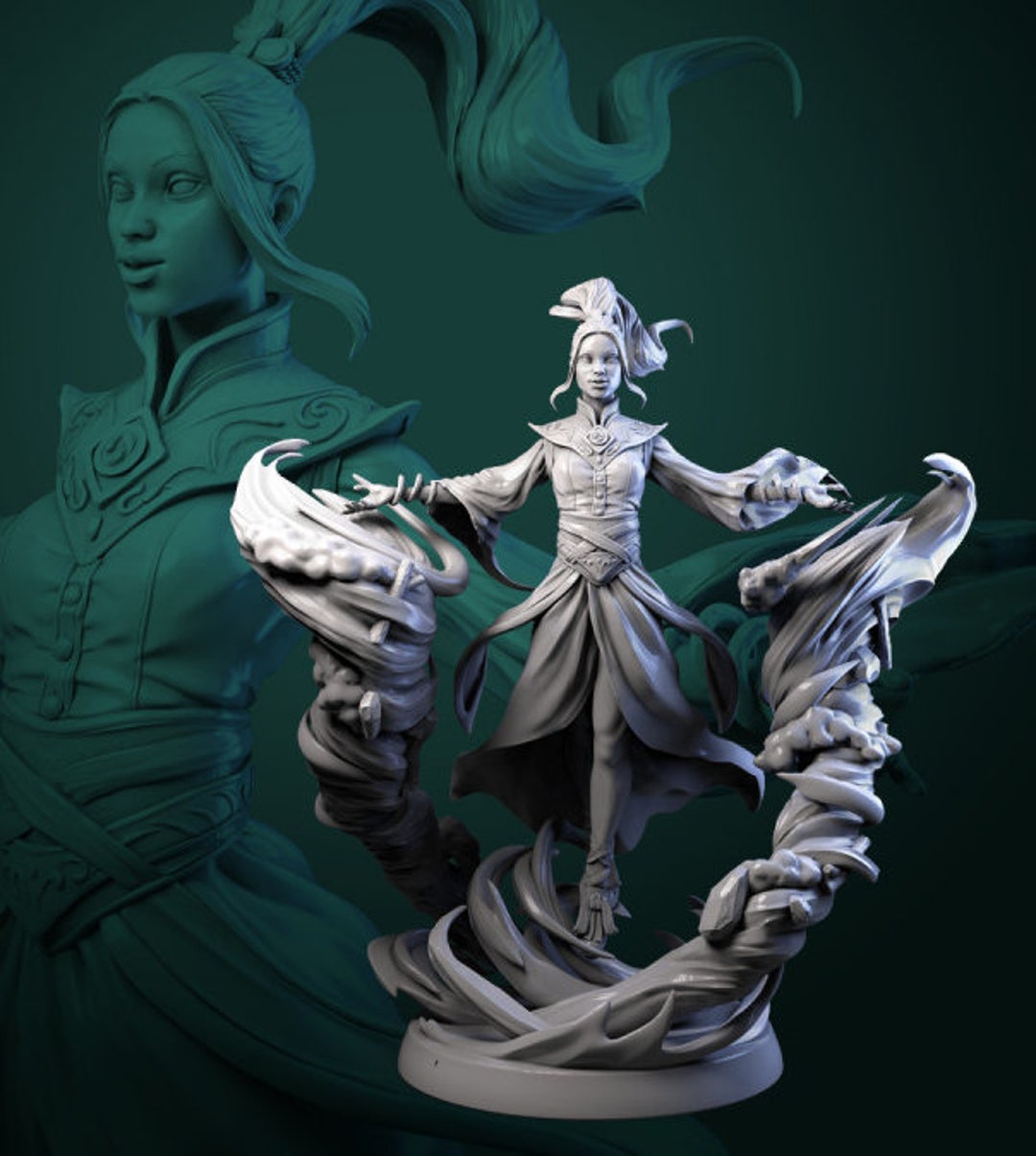 Air Genasi // Wind Sorcerer // Elemental Mage // Dnd Mini - Etsy