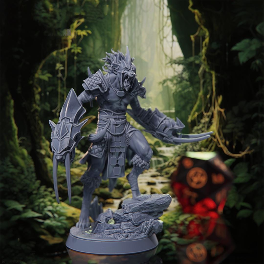 Dnd Leonin Warrior Mini - Lionfolk Fighter - Lion Barbarian - War Chief ...