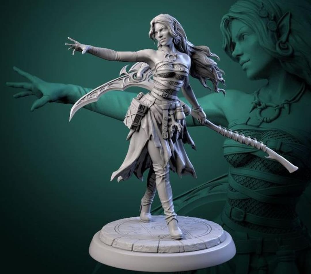 Scythe Warlock - Female Elf Witch - Necromancer Woman - Dnd Mini - Etsy