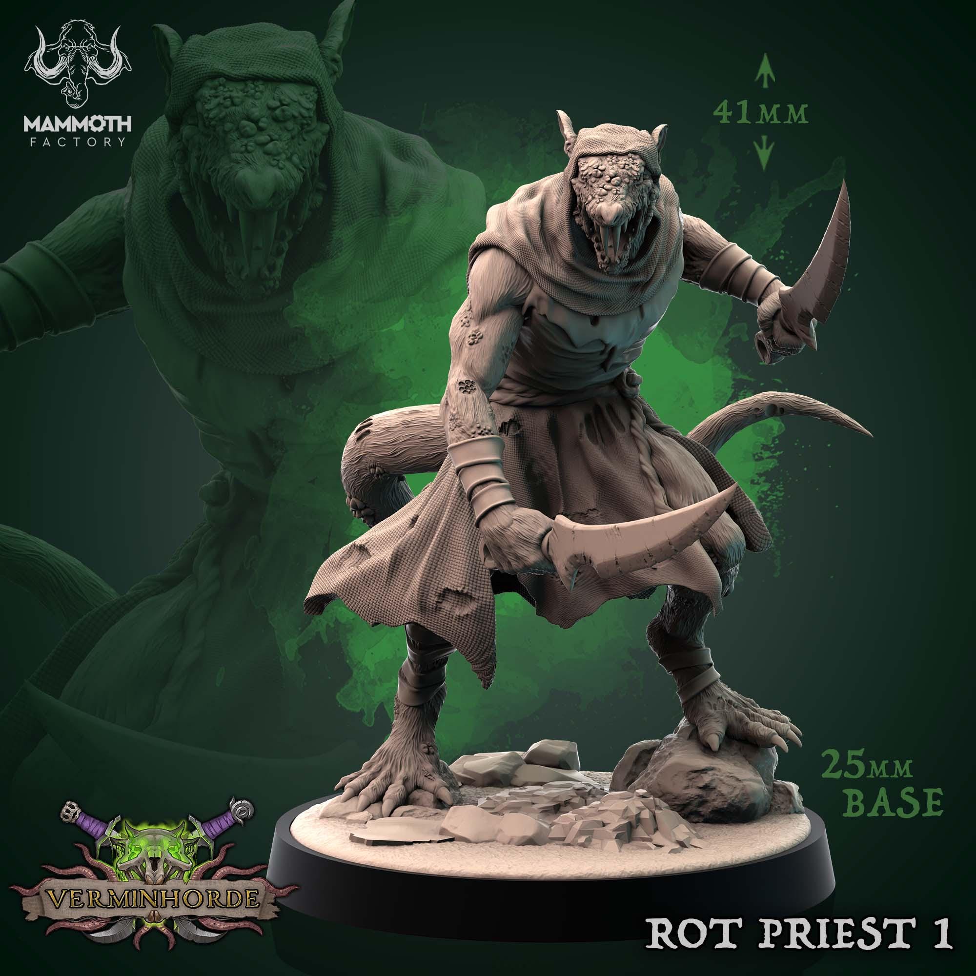 Ratfolk Warband Mini: 32mm D&D Rat Fighter Miniature - Verminhorde Rot ...