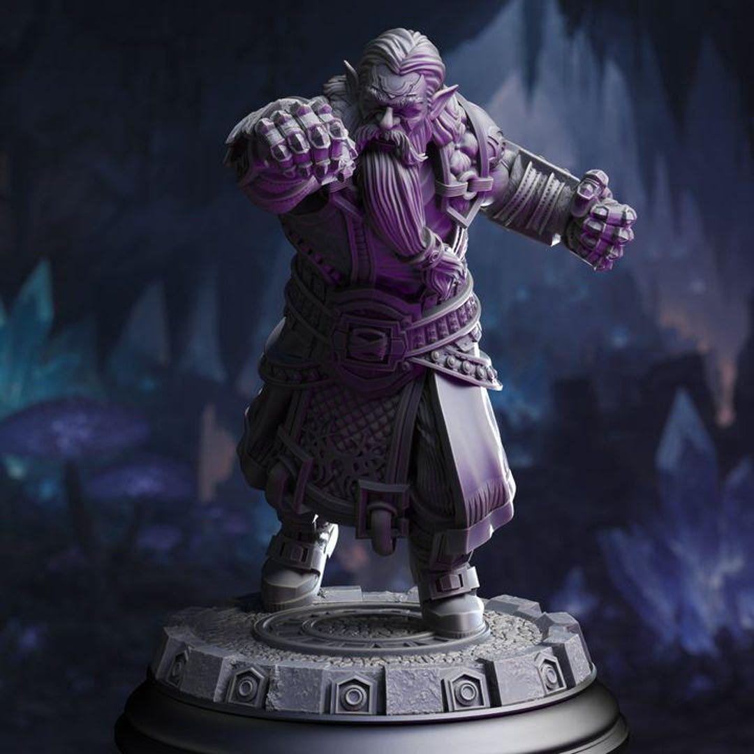 Dnd Dark Dwarf Mini - Duergar Pugilist - Dwarven Monk - Dwarf Brawler ...
