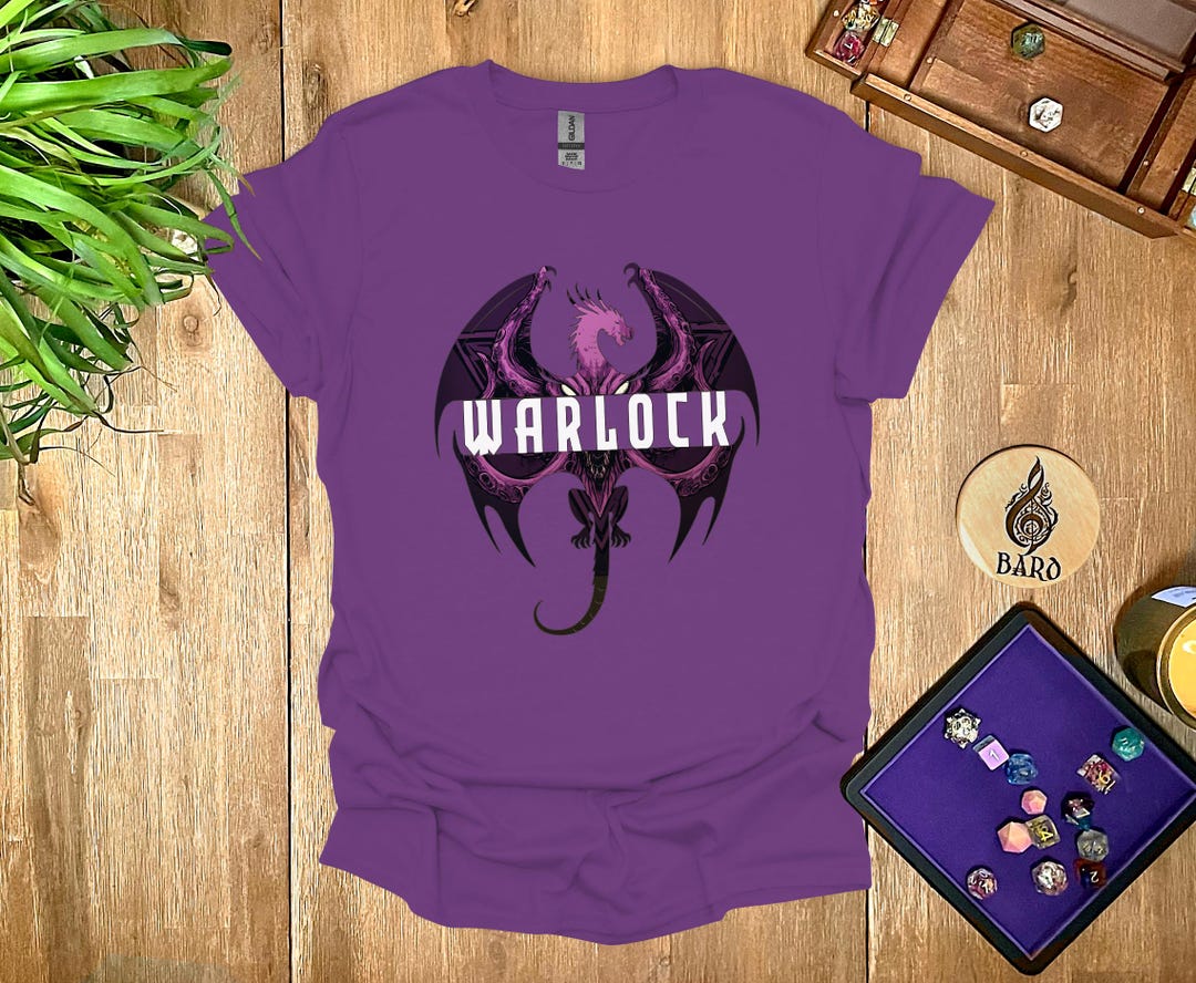 Warlock Dragon Silhouette Tshirt - Dnd Shirt - Dungeons and Dragons Tee - Dnd Warlock T-shirt ...