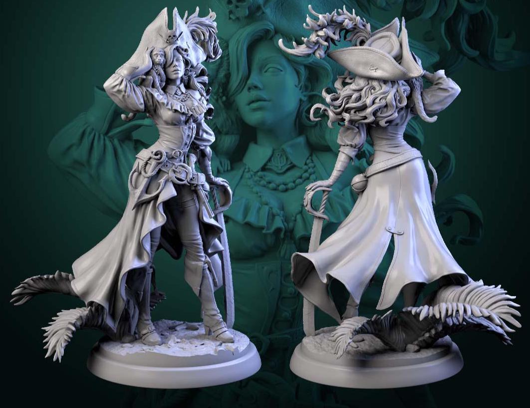Female Pirate Captain: Swashbuckler Rogue 32mm Dnd Mini - Etsy