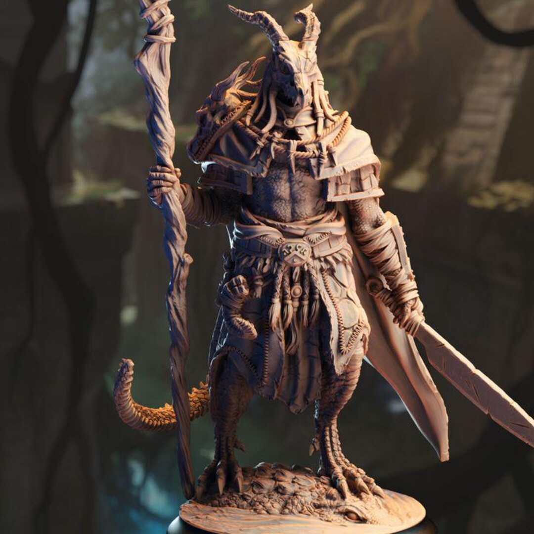 Dnd Dragonborn Druid Mini - Nature Dragonfolk - Dragonborn Caster ...